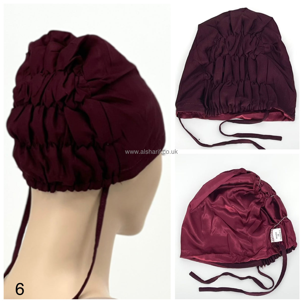 Premium Satin Lined Under Cap Bonnet with Tie Back Lace 6 – AL SHARIF STORE